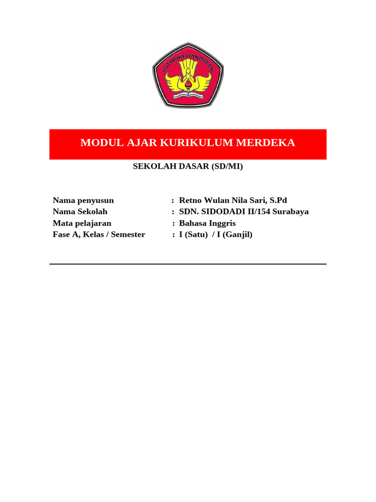 Modul Ajar BIG Kelas 1 Unit 1 | PDF