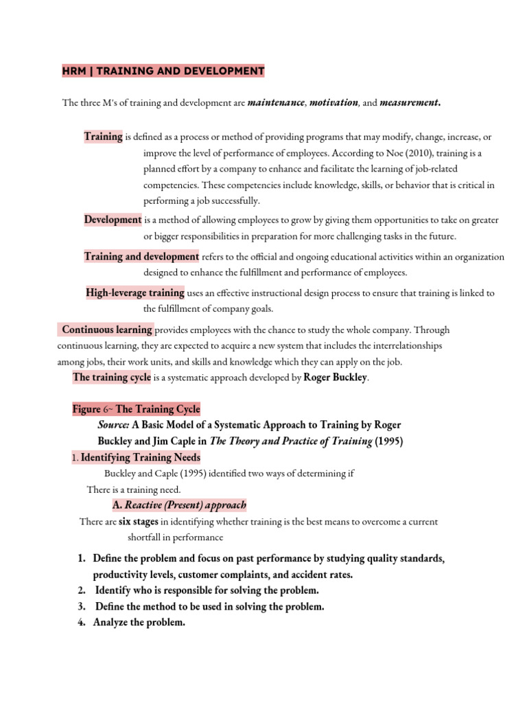 HRM-_-TRAINING-AND-DEVELOPMENT | PDF | Mentorship | Return On Investment