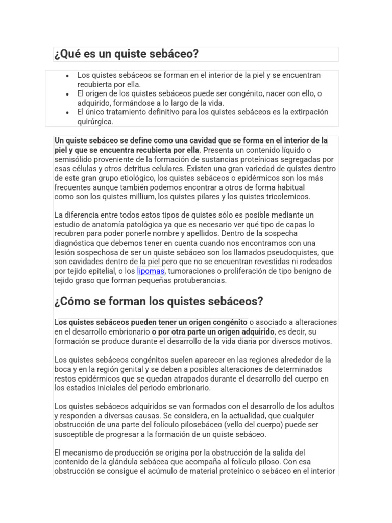 Quiste Sebáceo | PDF | Piel | Infección