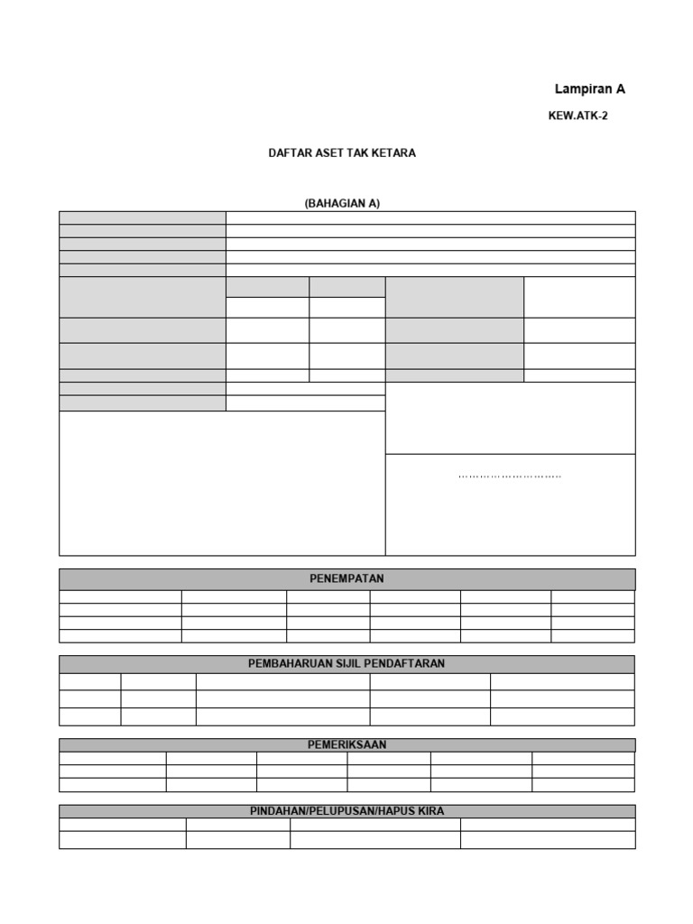Daftar Aset Tak Ketara Kew - Atk-2 | PDF