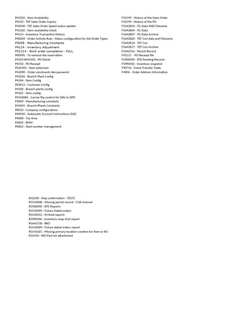 JDE Tables ,Application,Report | PDF