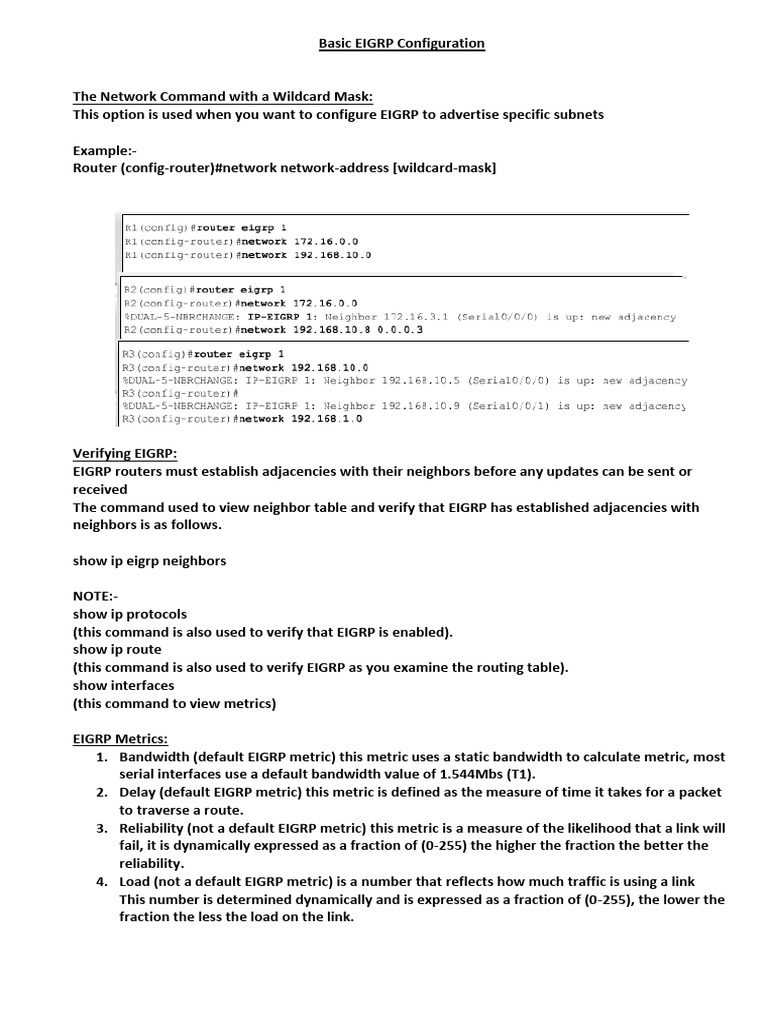 Basic Eigrp Configurations Help Guide | PDF