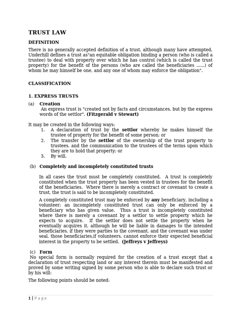 TRUST LAW | PDF | English Trust Law | Trustee