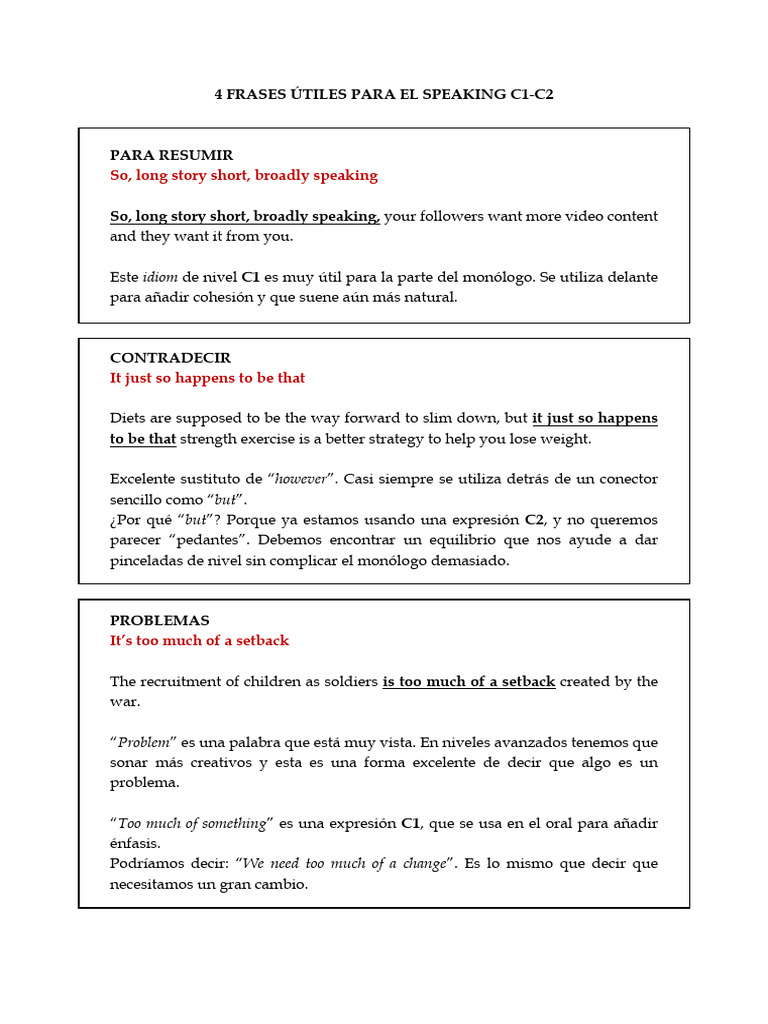 Frases Clave para Speaking C1-C2 | PDF | Negocios | Relaciones ...