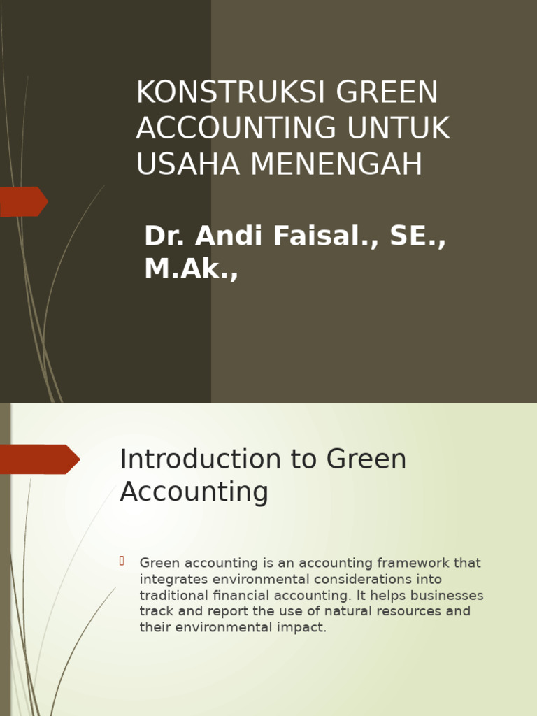 Green Accounting Presentation Topic | PDF