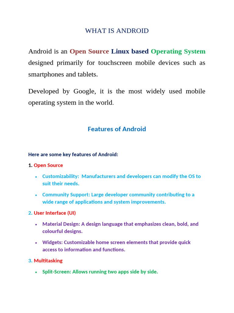 L1 Features of Android | PDF | Android (Operating System) | Mobile App