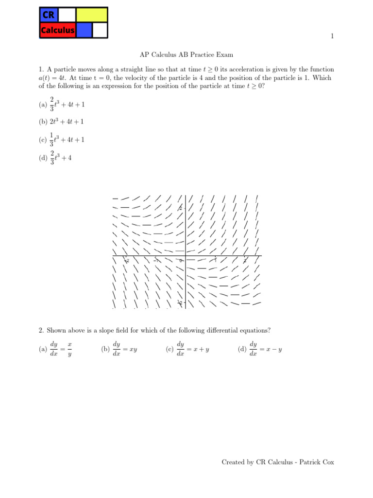 AP_Calculus_AB_Full_Mock_Exam_2020 | PDF | Mathematical Concepts ...