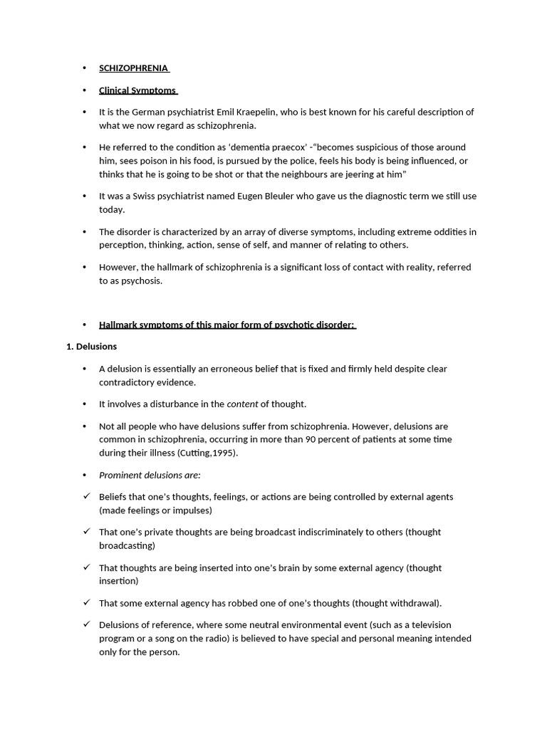 SCHIZOPHRENIA | PDF | Schizophrenia | Mental Disorder