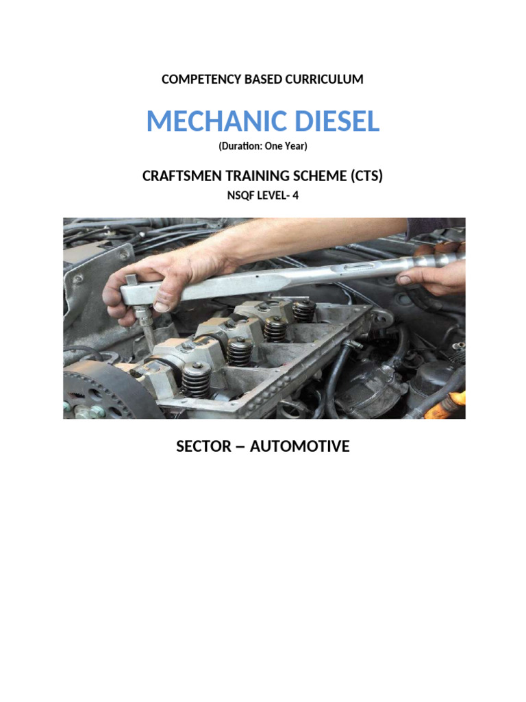 Mechanic Diesel - CTS1.2 - NSQF-4 - Compressed - 0 | PDF | Series And Parallel Circuits | Engines