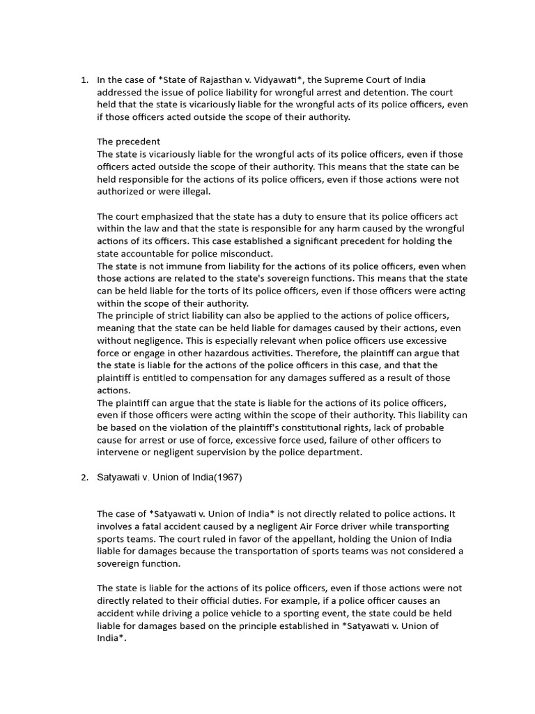Police Liability in Indian Law Cases | PDF | Legal Liability | Negligence