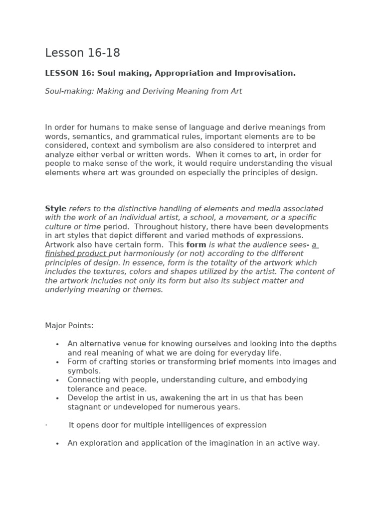 FINALS ART APP LESSON | PDF | Improvisation | The Arts