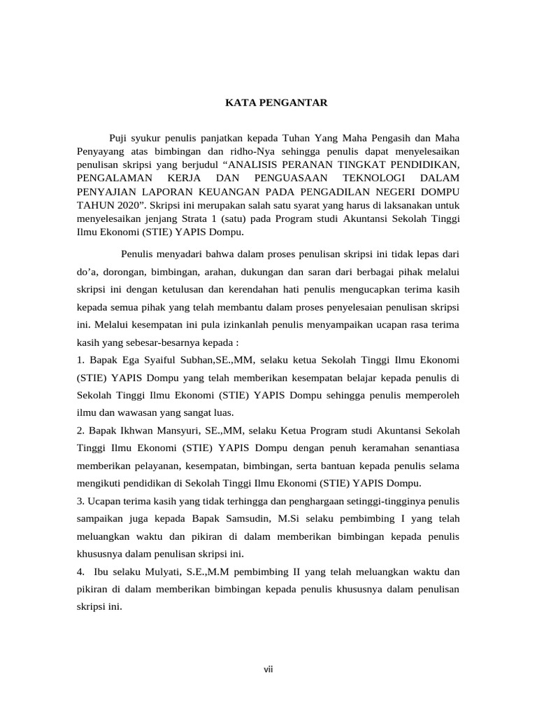 Kata Pengantar Skripsi | PDF