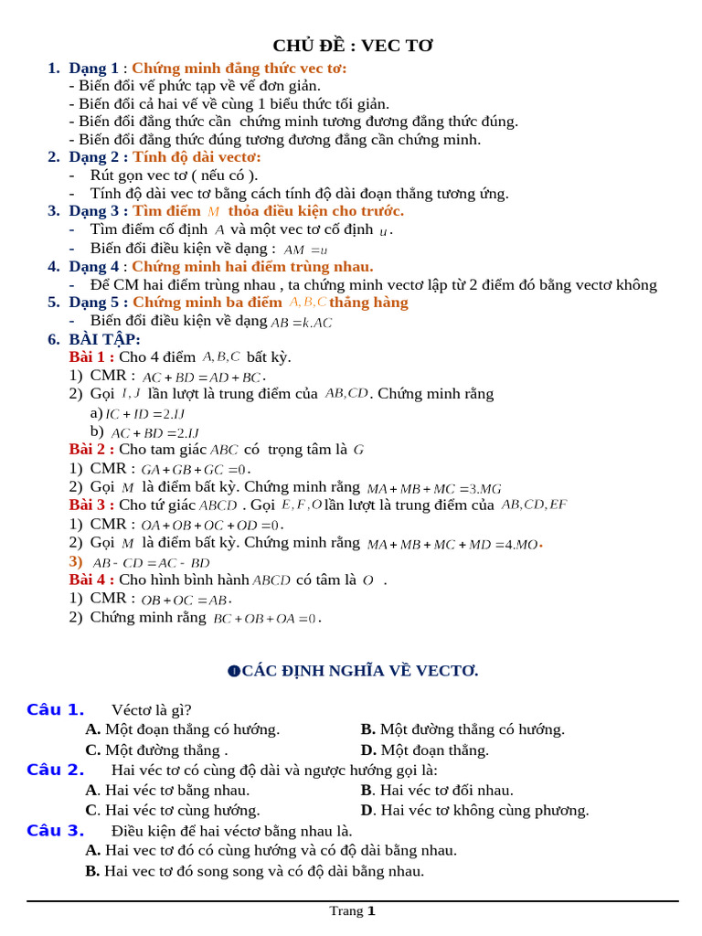 Bai Tap Trac Nghiem Hinh Hoc 10 Chuong 2 | PDF