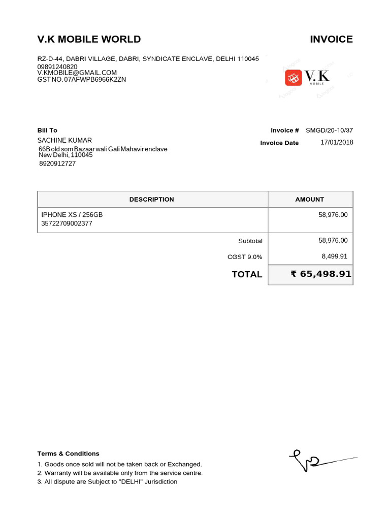 iPhone XS Invoice and Return Policy | PDF | Finance & Money Management ...