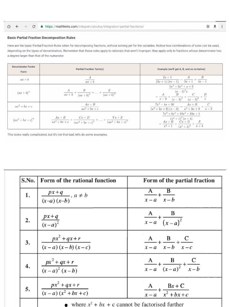 Integration by Partial Fractions | PDF