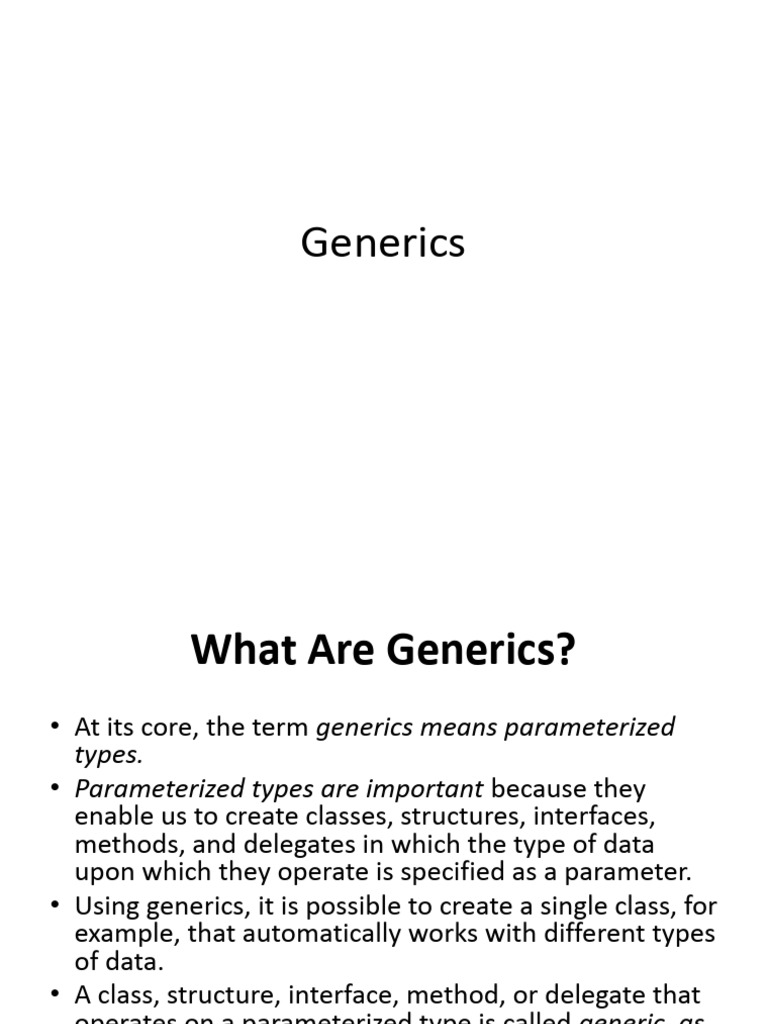 7 Generics | PDF | Class (Computer Programming) | Parameter (Computer ... 7 Generics | PDF | Class (Computer Programming) | Parameter (Computer ...