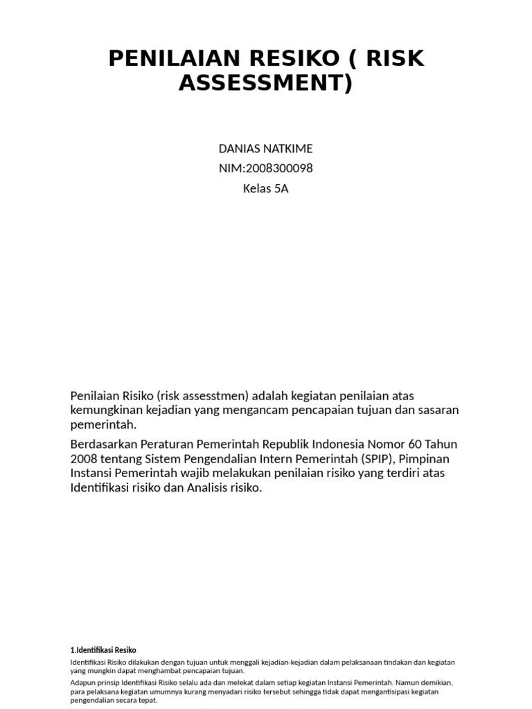 Penilaian Resiko (Risk Assessment) | PDF
