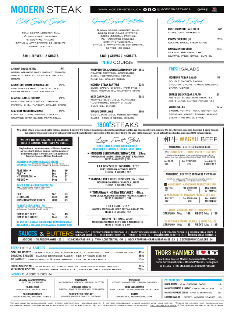 Modern Steak Menu with Prices | PDF | Beef | Steak