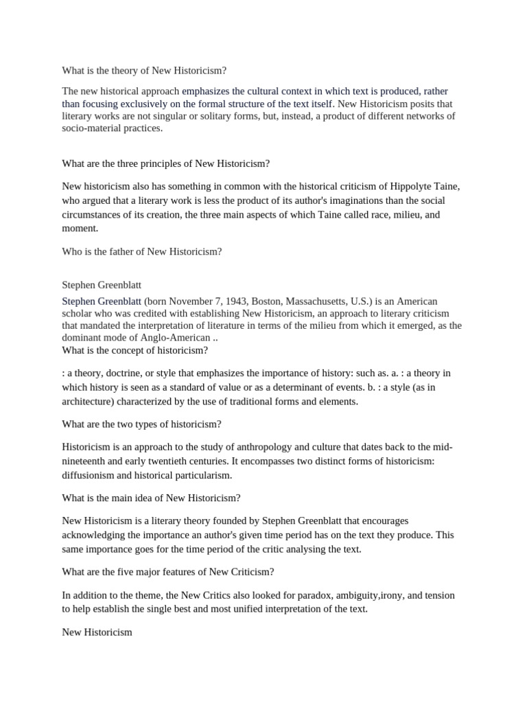 What Is The Theory of New Historicism | PDF | Liberal Arts Education ...