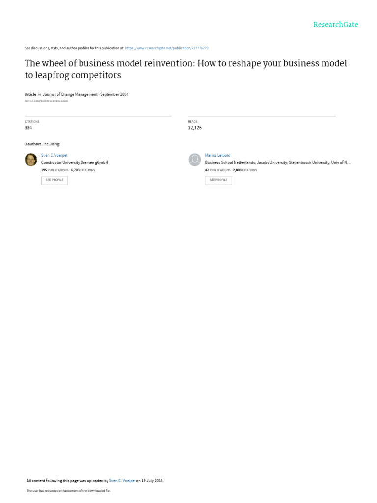 The Wheel of Business Model Reinvention How To Res | PDF | Business Model | Strategic Management