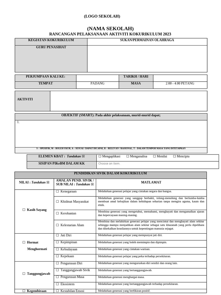 Borang Rekod Perjumpaan Rpa KK Kosong | PDF
