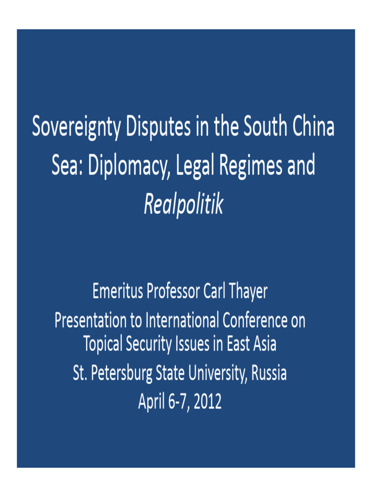 Thayer Sovereignty Disputes in The South China Sea | PDF | South China ...