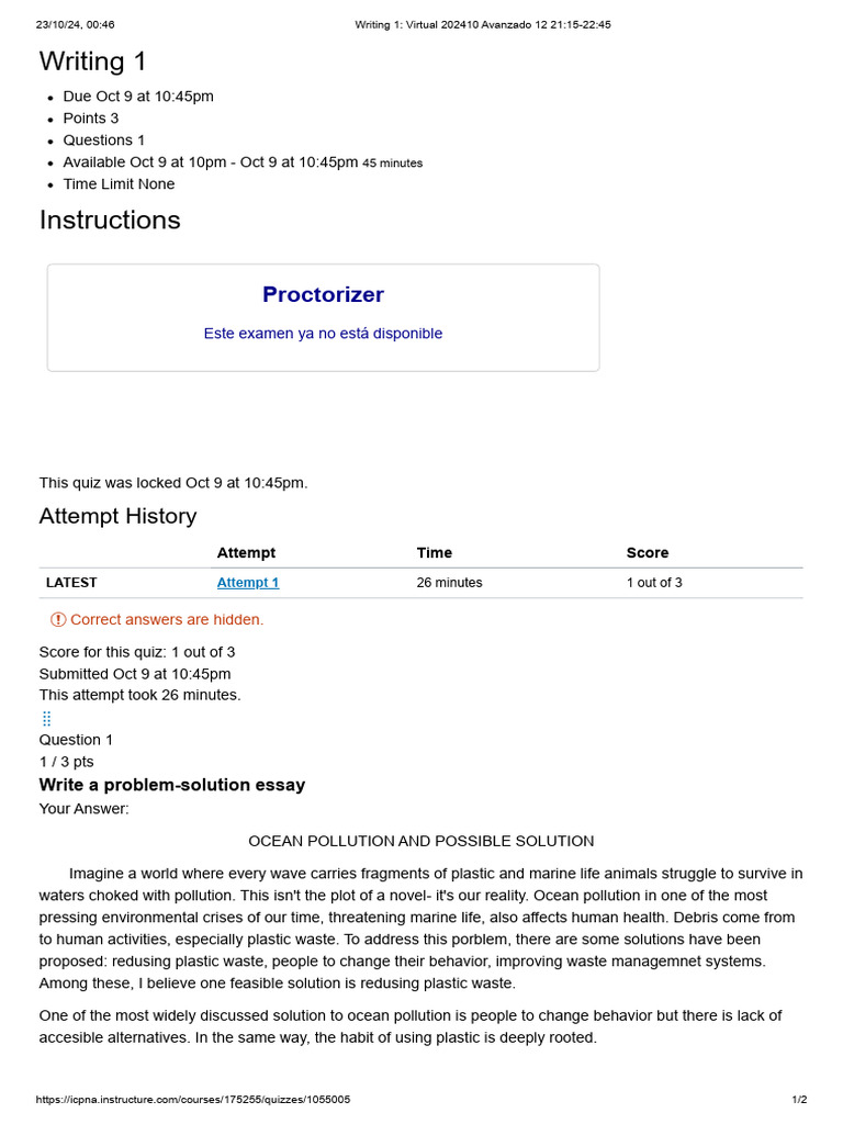 Writing 1 - Virtual 202410 Avanzado 12 21 - 15-22 - 45 | PDF