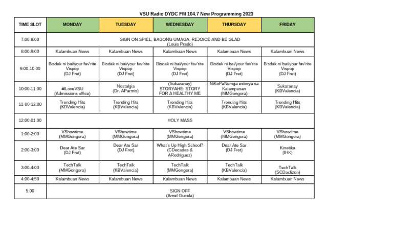 DYDC PROGRAM NEW SCHED 2023 | PDF