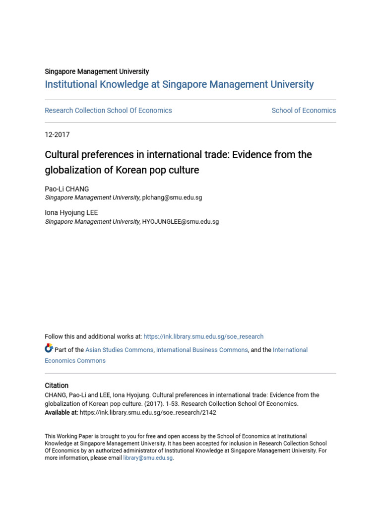 Cultural Preferences in International Trade - Evidence From The GL ...