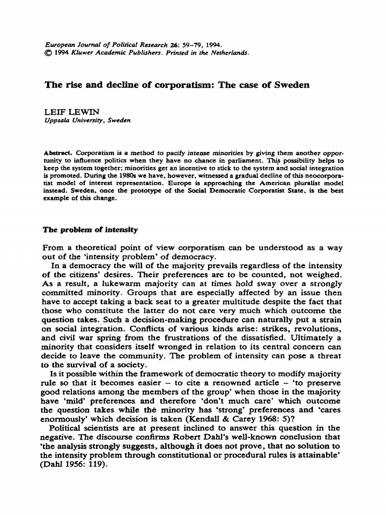 The Rise and Decline of Corporatism The | PDF | Corporatism | Corporate ...