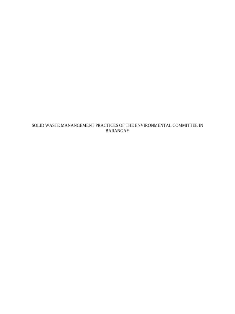 Solid Waste Manangement Practices of The Environmental Committee in ...