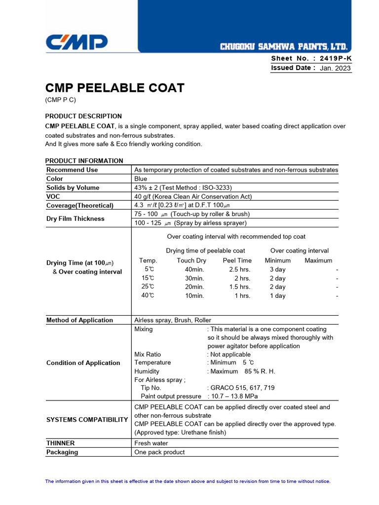 1 CMP Peelable | PDF | Paint | Building Engineering