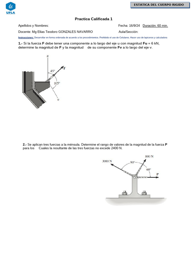 Practica Calificada 1 ESTATICA | PDF