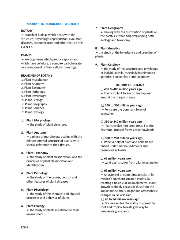 Botany Module 1-6 Reviewer | PDF | Meiosis | Mitosis