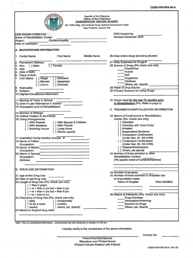 Annex I DDB IDADIN FORM 6-06 | PDF