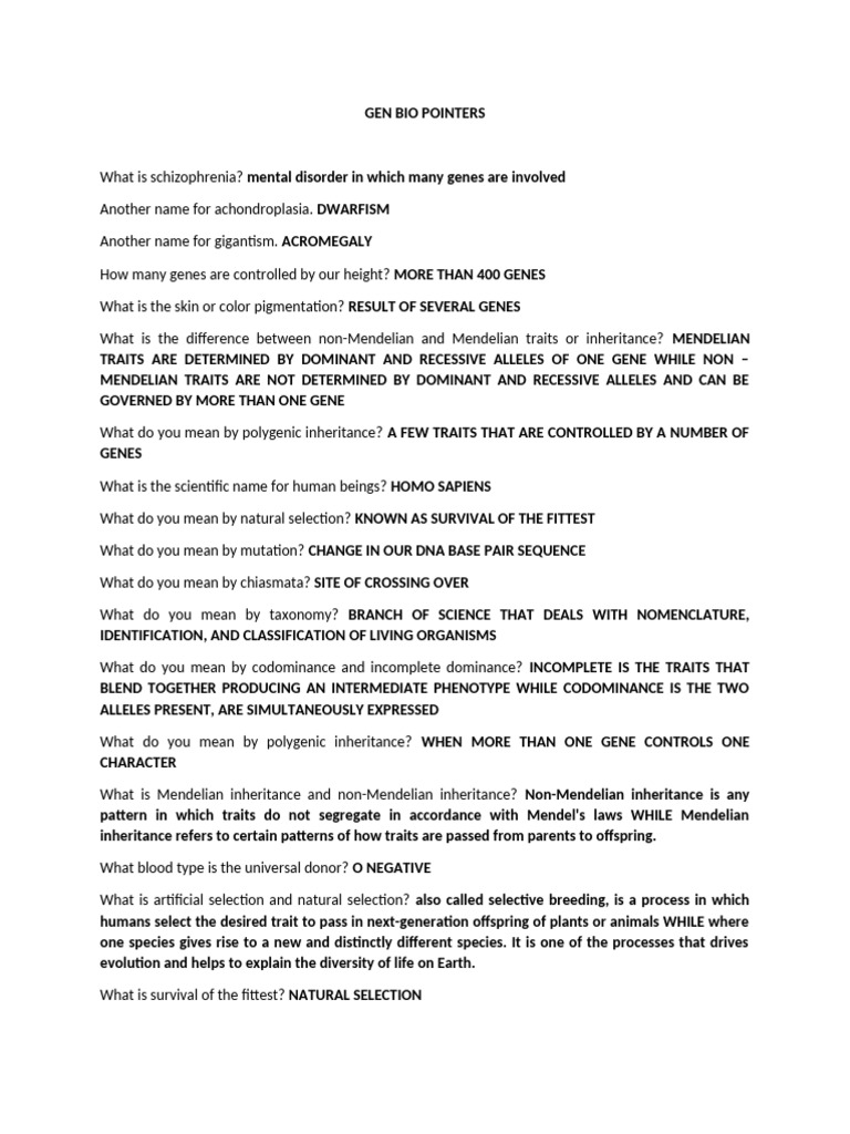 Gen Bio Pointers Pdf Dna Dominance Genetics