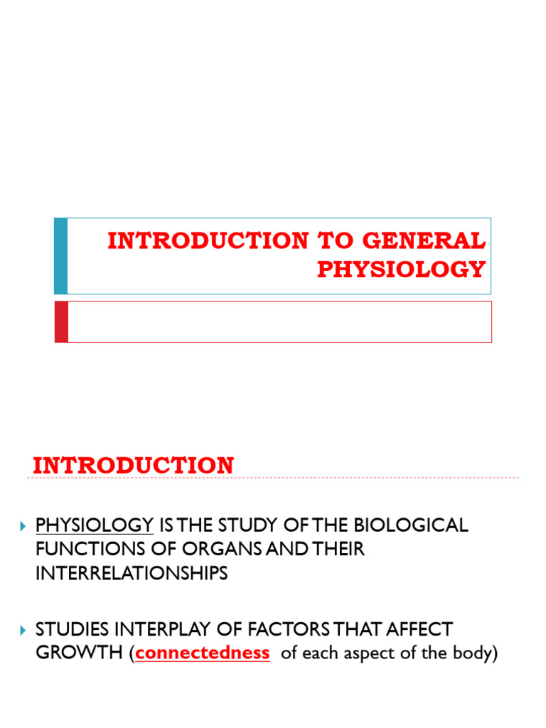 A Lecture 1 - Introduction To General Physiology | PDF | Homeostasis | Muscle