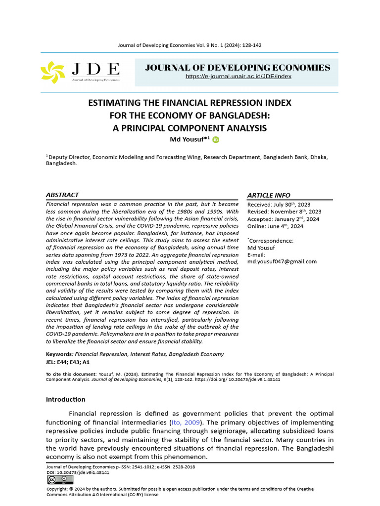 Financial Repression Index For Bangladesh | PDF | Interest Rates | Banks