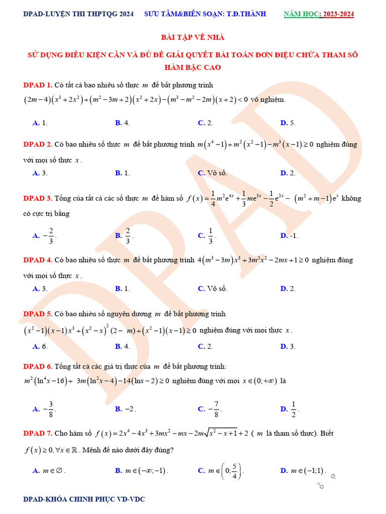 BTVN Don Dieu Tu Duy DK Can Va Du PDF | PDF
