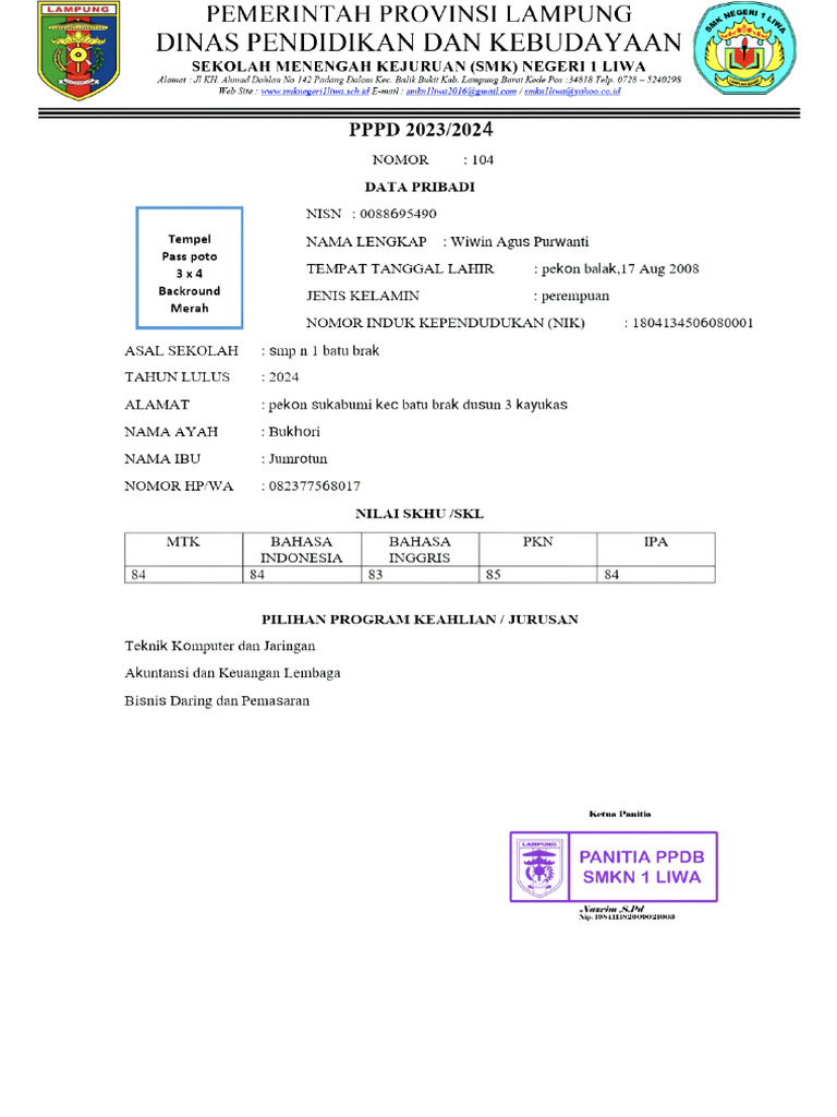 Formulir PPDB 2024 - 2025 | PDF