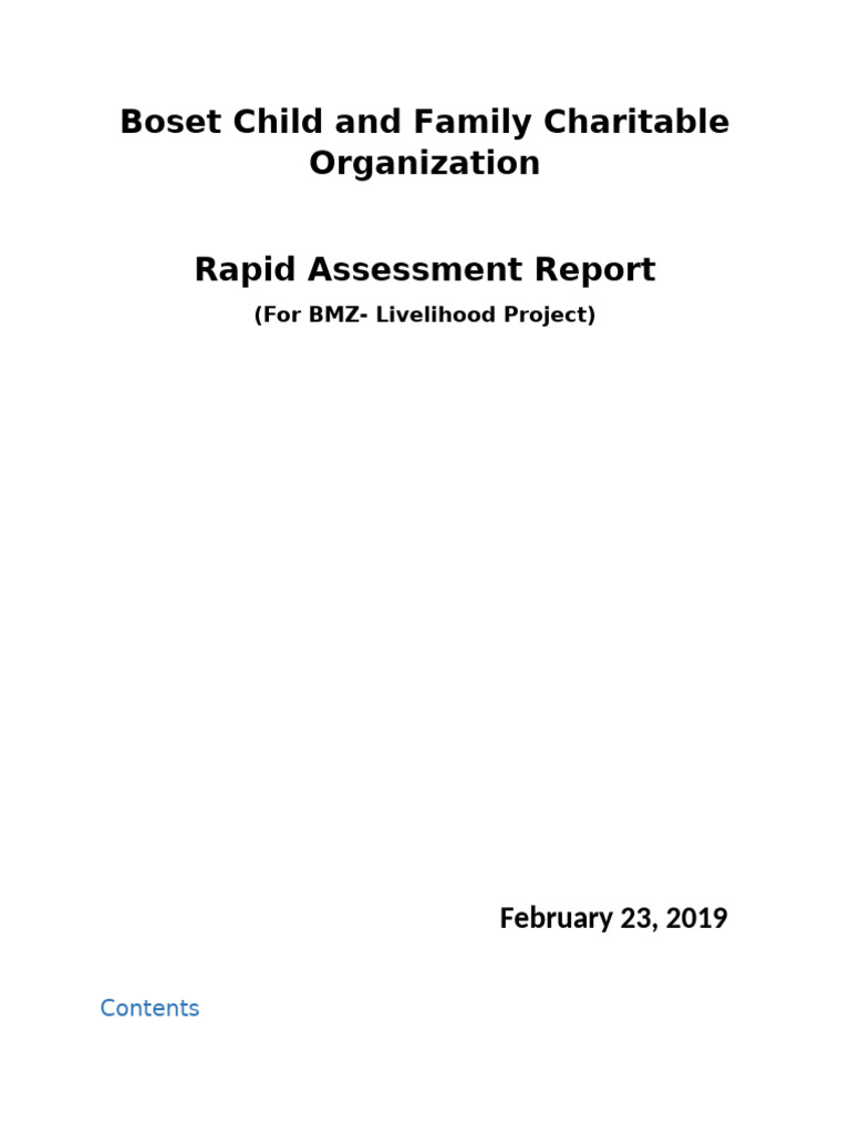 Boset Rapid Assessment Report | PDF | Foods | Vegetables