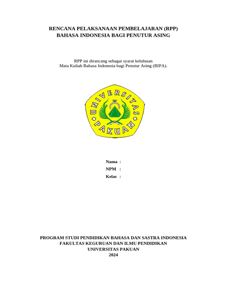 2024 Uas Bipa (Kerangka RPP) | PDF