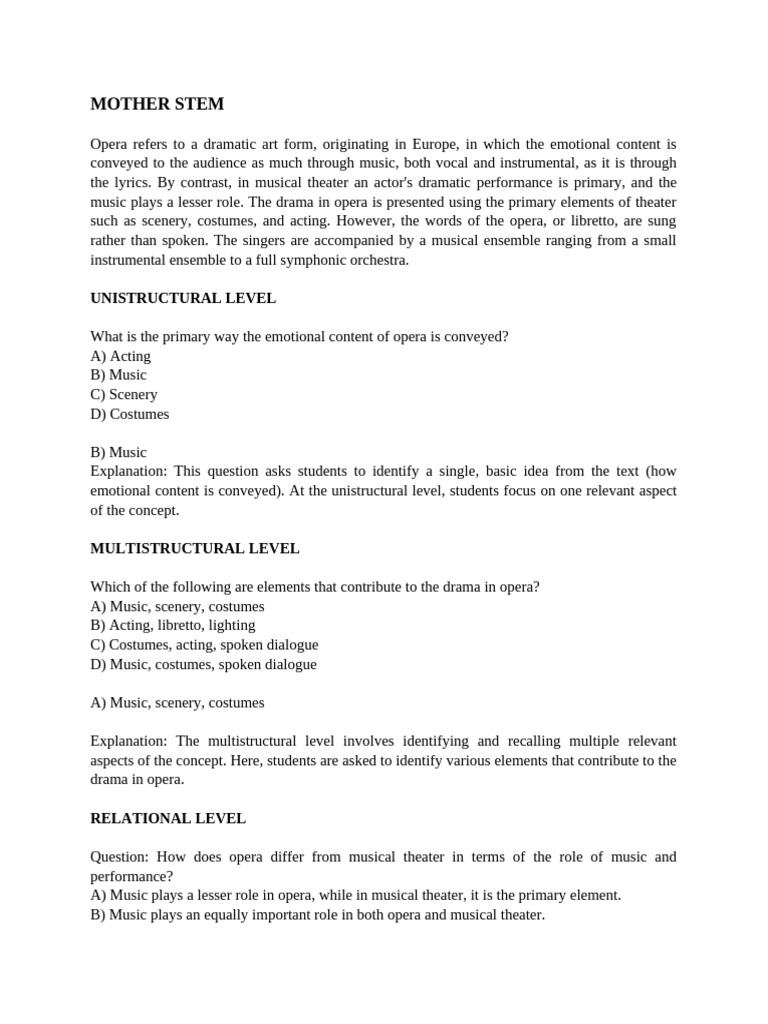 Solo Framework Patterned Questions | PDF | Opera | Theatre