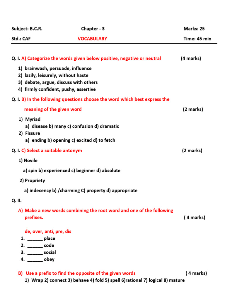 BCR CHAPT 3 Paper Vocabulary | PDF | Vocabulary | Lexicology