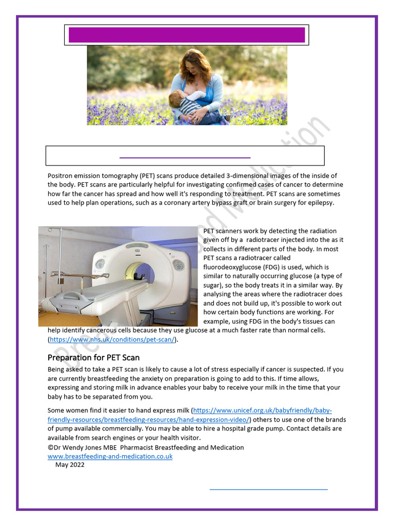 PET Scans and Breastfeeding | PDF | Positron Emission Tomography ...