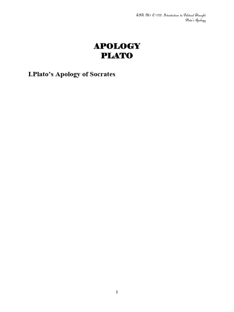 Apology Plato | PDF | Apology (Plato) | Socrates
