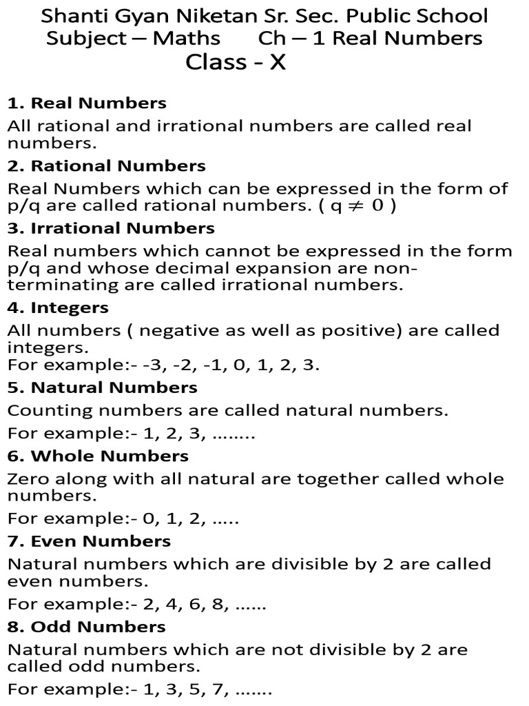 Class 10 Maths Notes Overview | PDF | Numbers | Quadratic Equation