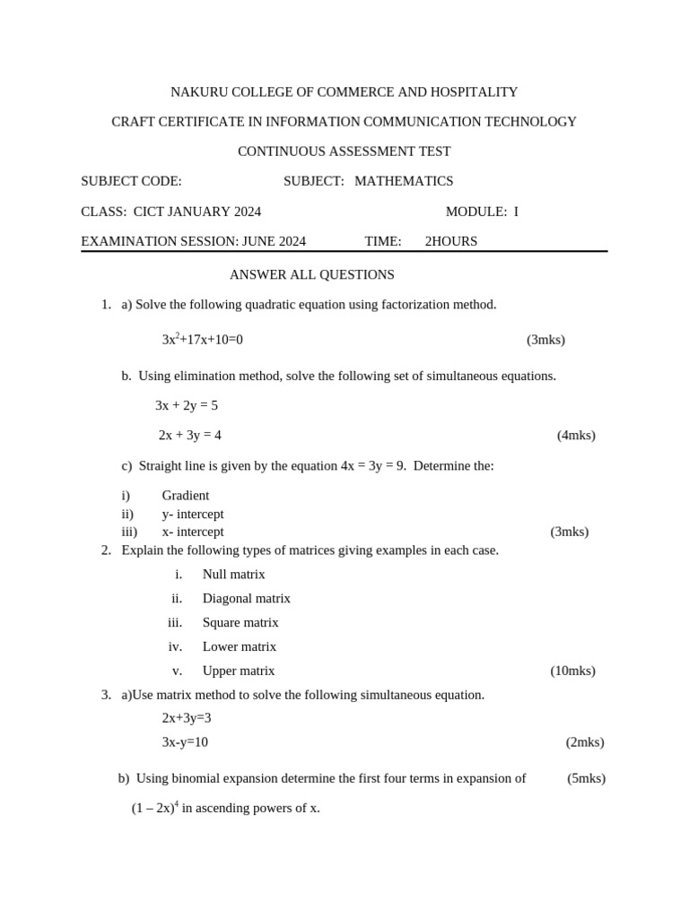 Computational Maths Jan 2024 Intake | PDF