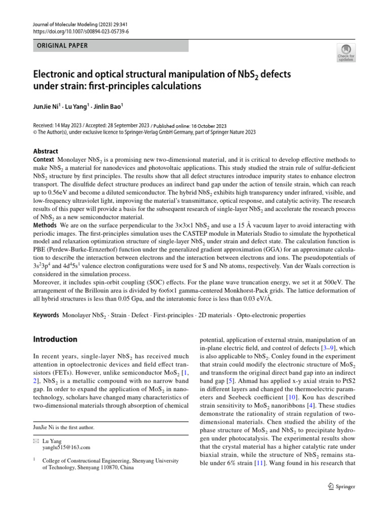 Electronic and Optical Structural Manipulation of Nbs Defects Under ...