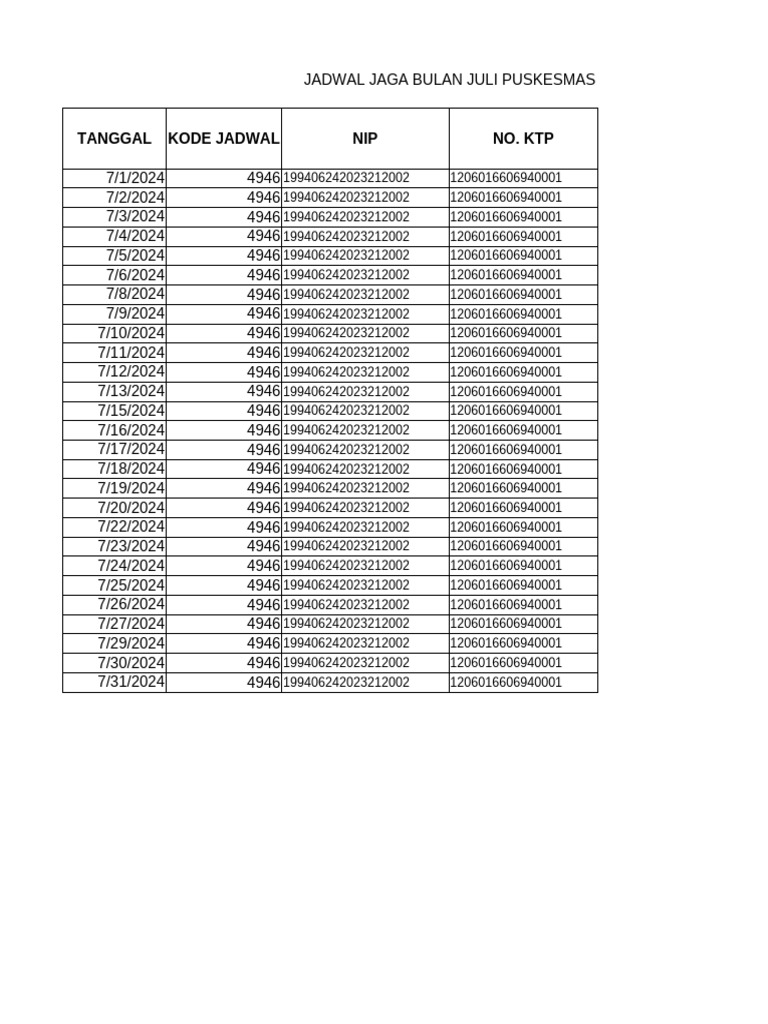 Jadwal Juli Jennova P3K | PDF